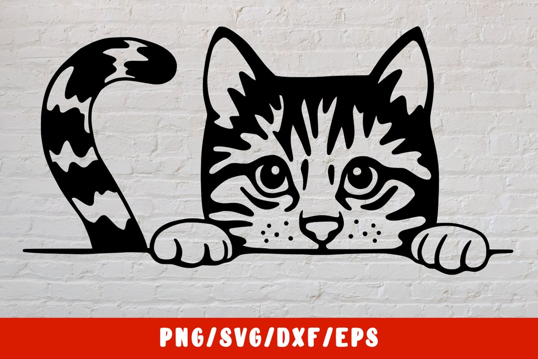 Peeking Cat SVG Cut File - Cute Kitten Animal Printable (vinyl Decal ...