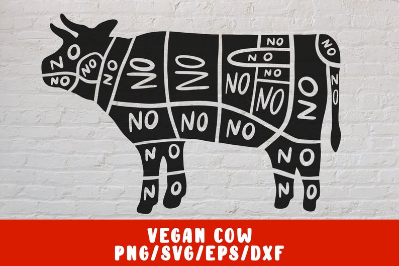 Vegan SVG Cut File Vegetarian Cow Kitchen Meal Printable | Etsy