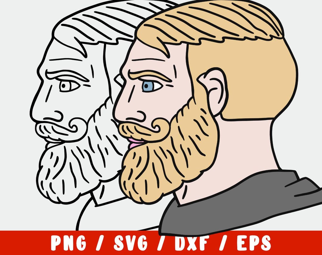 Meme SVG Cut File - Yes Chad Printable - Nordic Man PNG Beard Barber ...