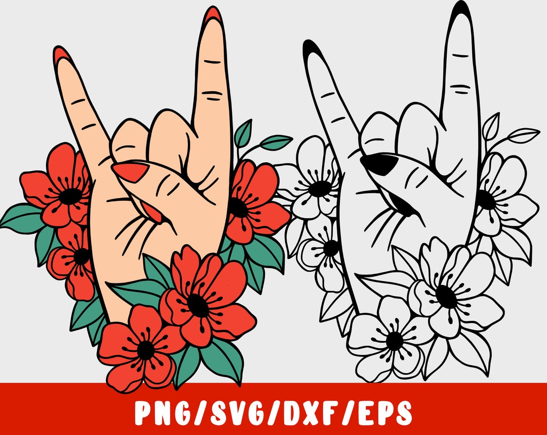 Heavy Metal Hand SVG - Floral Rock and Roll - Etsy