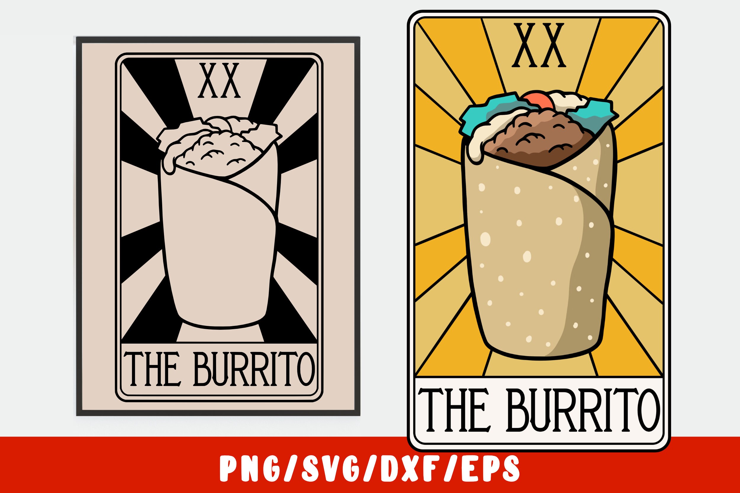 Burrito SVG Mexican Fast Food Tarot Card Restaurant - Etsy