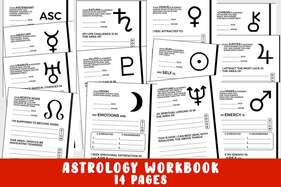 Astrology Workbook (PDF/SVG/PNG) Printable - Explore Your Zodiac Natal ...