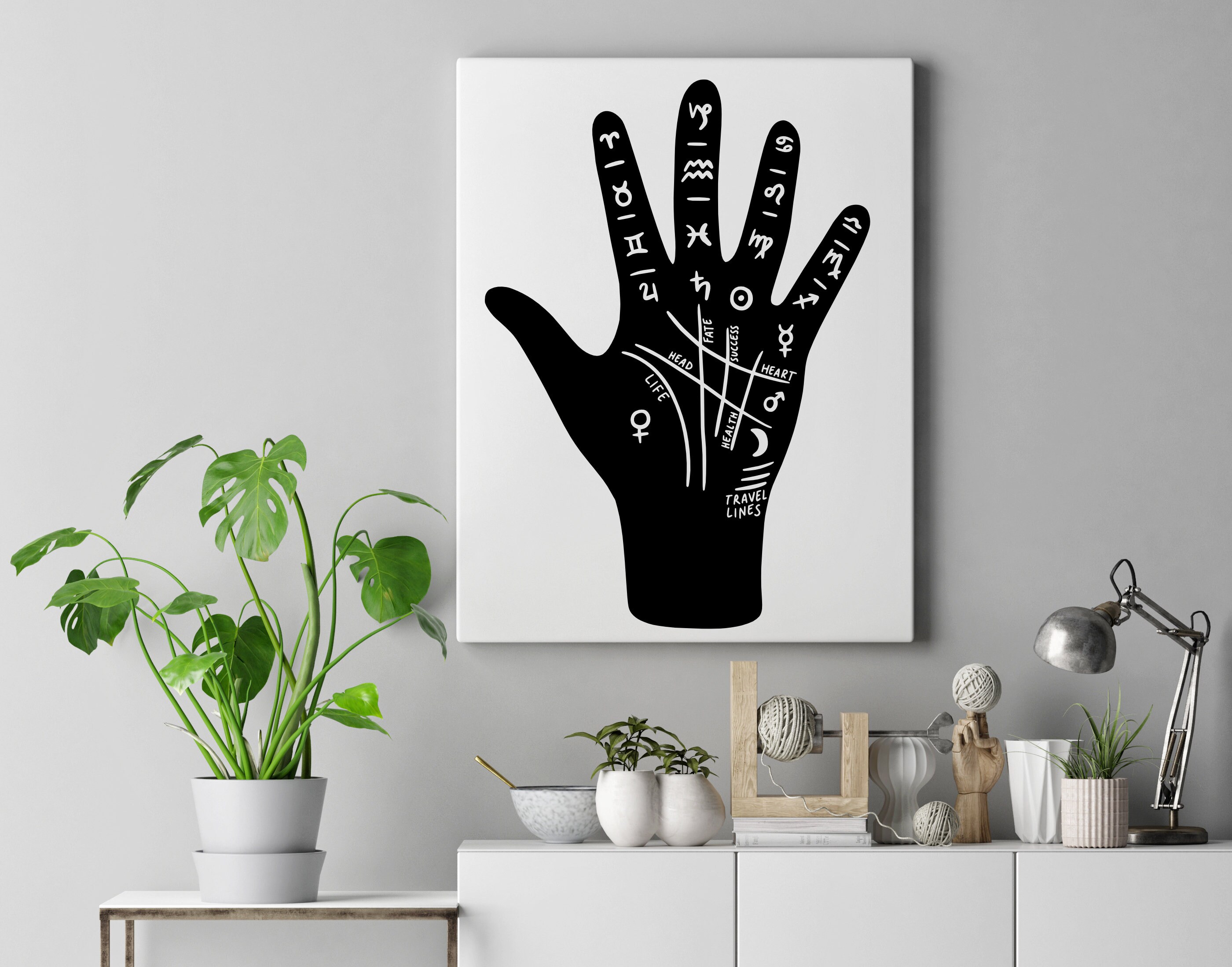 Palmistry Printable Divination Hand Black Zodiac Svg Dxf Eps - Etsy