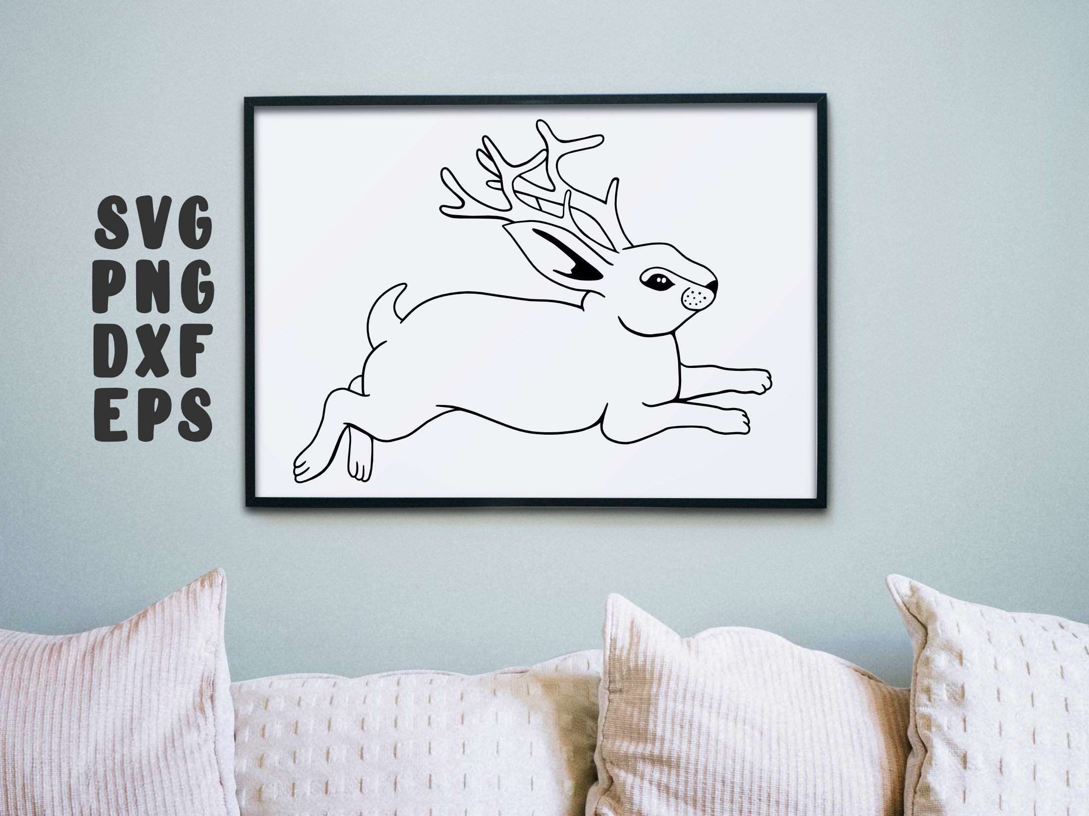 Jackalope SVG Cut File Antlers SVG Easter Bunny Rabbit - Etsy