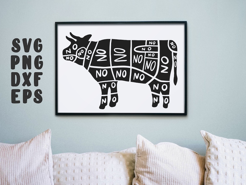 Vegan SVG Cut File Vegetarian Cow Kitchen Meal Printable | Etsy