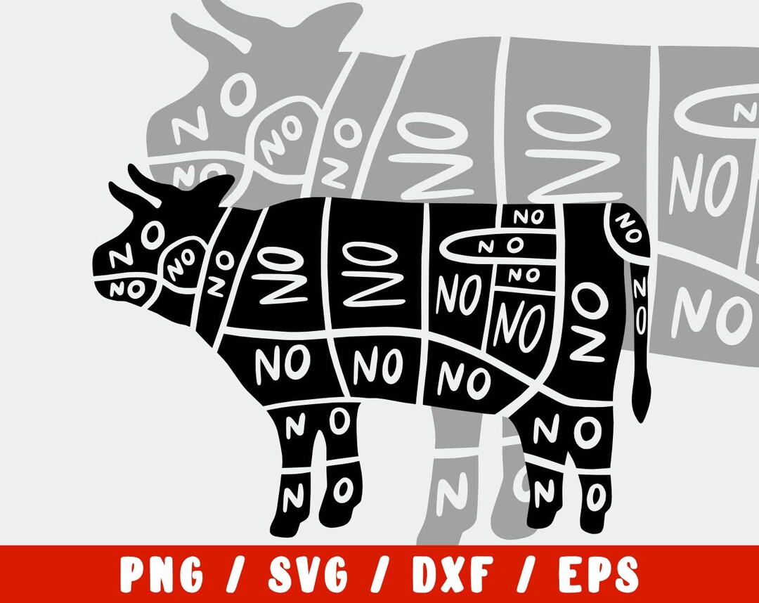Vegan SVG Cut File - Vegetarian Cow Kitchen Meal Printable (vinyl Decal ...