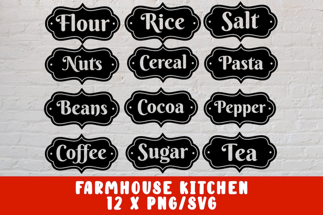 Kitchen SVG - Flour SVG - Pasta SVG - Farmhouse Kitchen Pantry Labels ...