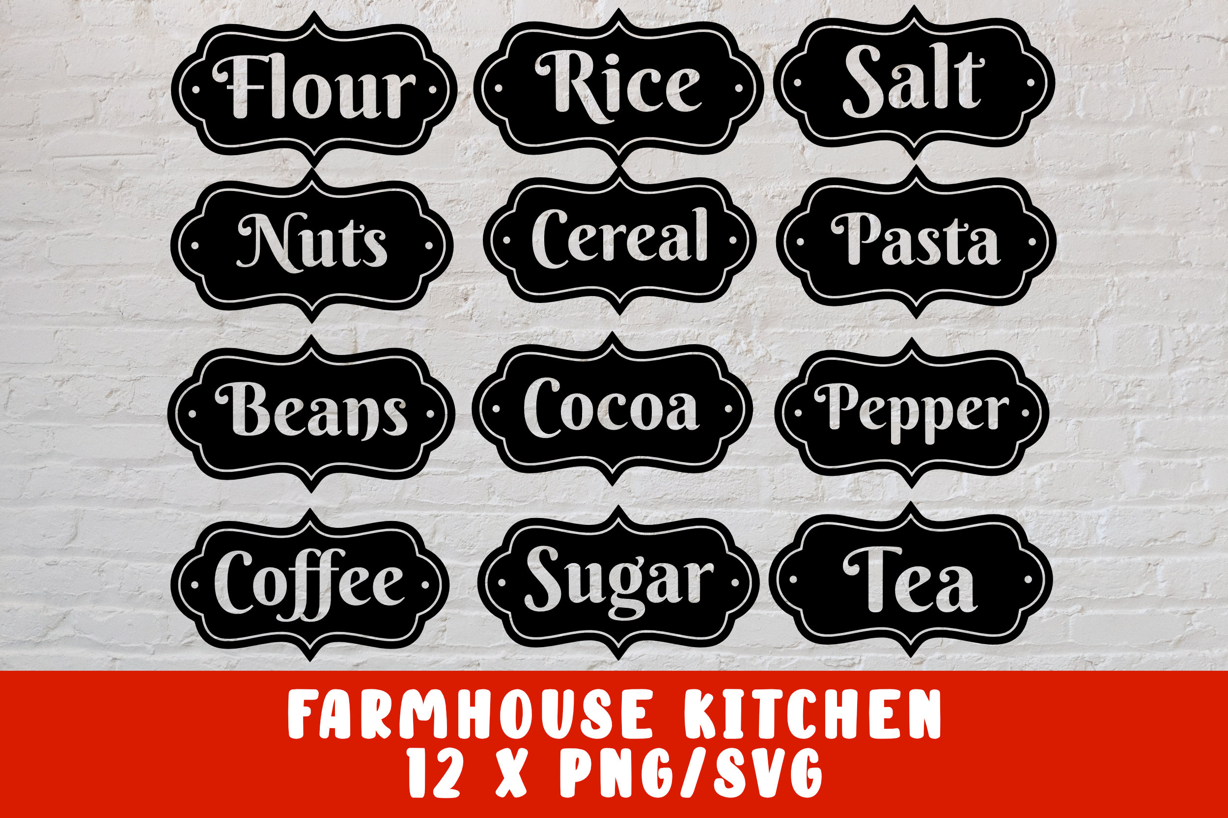 Kitchen SVG - Flour SVG - Pasta SVG - Farmhouse Kitchen Pantry Labels ...