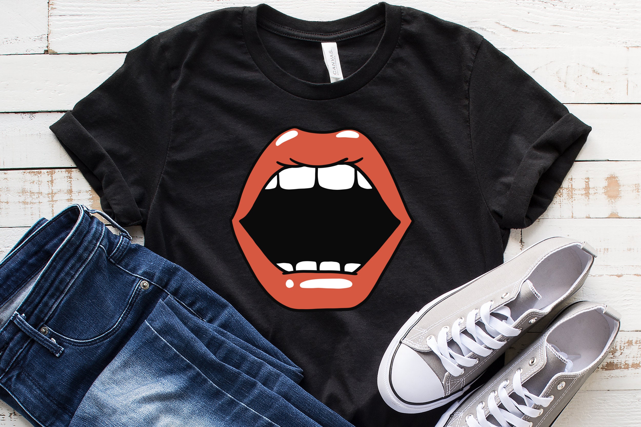 Mouth SVG Cut File - Open Lips Png Teeth Dentist Tongue (vinyl Decal ...