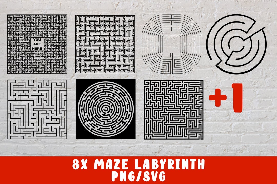 Maze SVG Bundle (8 Cut Files) - Game Labyrinth Bundle (vinyl Decal ...
