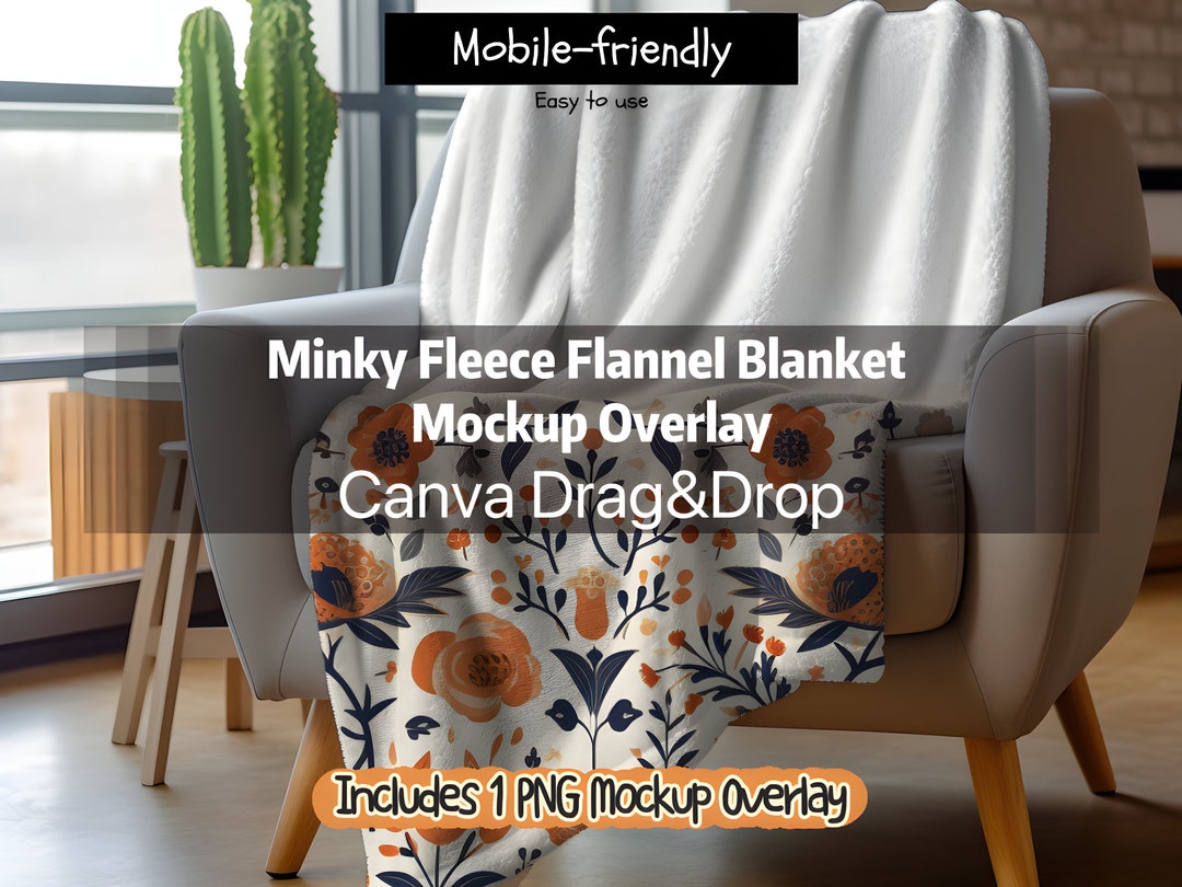 Minky Fleece Flannel Couch Blanket Mockup Velveteen Plush Throw Blanket ...