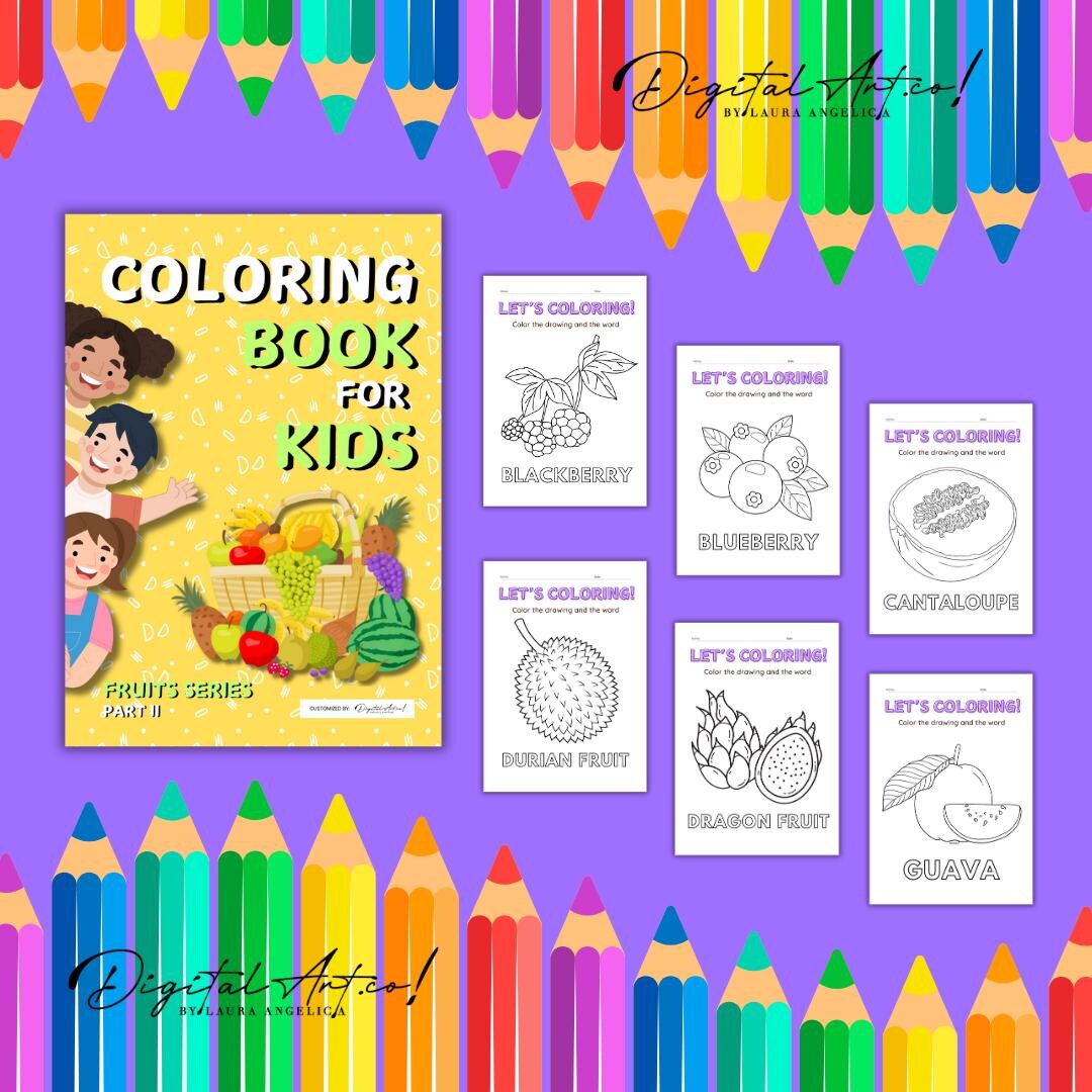 Fruit-tastic Coloring Fun for Kids: Discover, Color & Learn 12 Pages ...