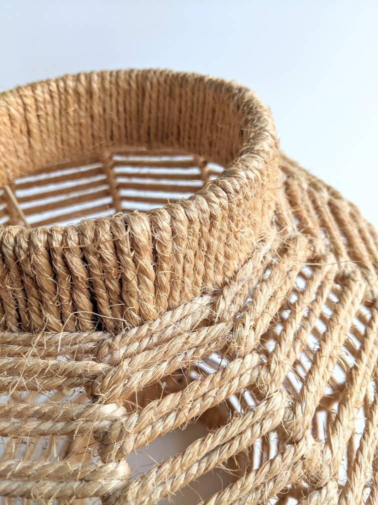 Mid Century Sisal Lamp With Glass Shade Pendant Lamp Ball - Etsy 日本