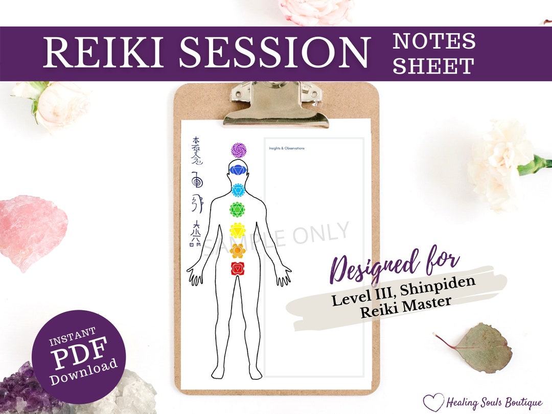Reiki Master Session Notes Sheet, Level 3 Symbols, Shinpiden, Reiki ...