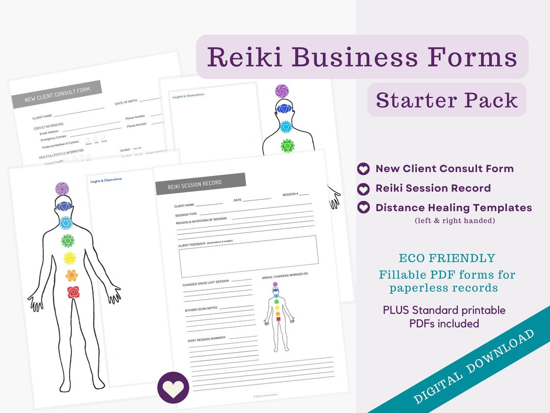 Reiki Business Forms Reiki Intake Form Fillable PDF Distance - Etsy