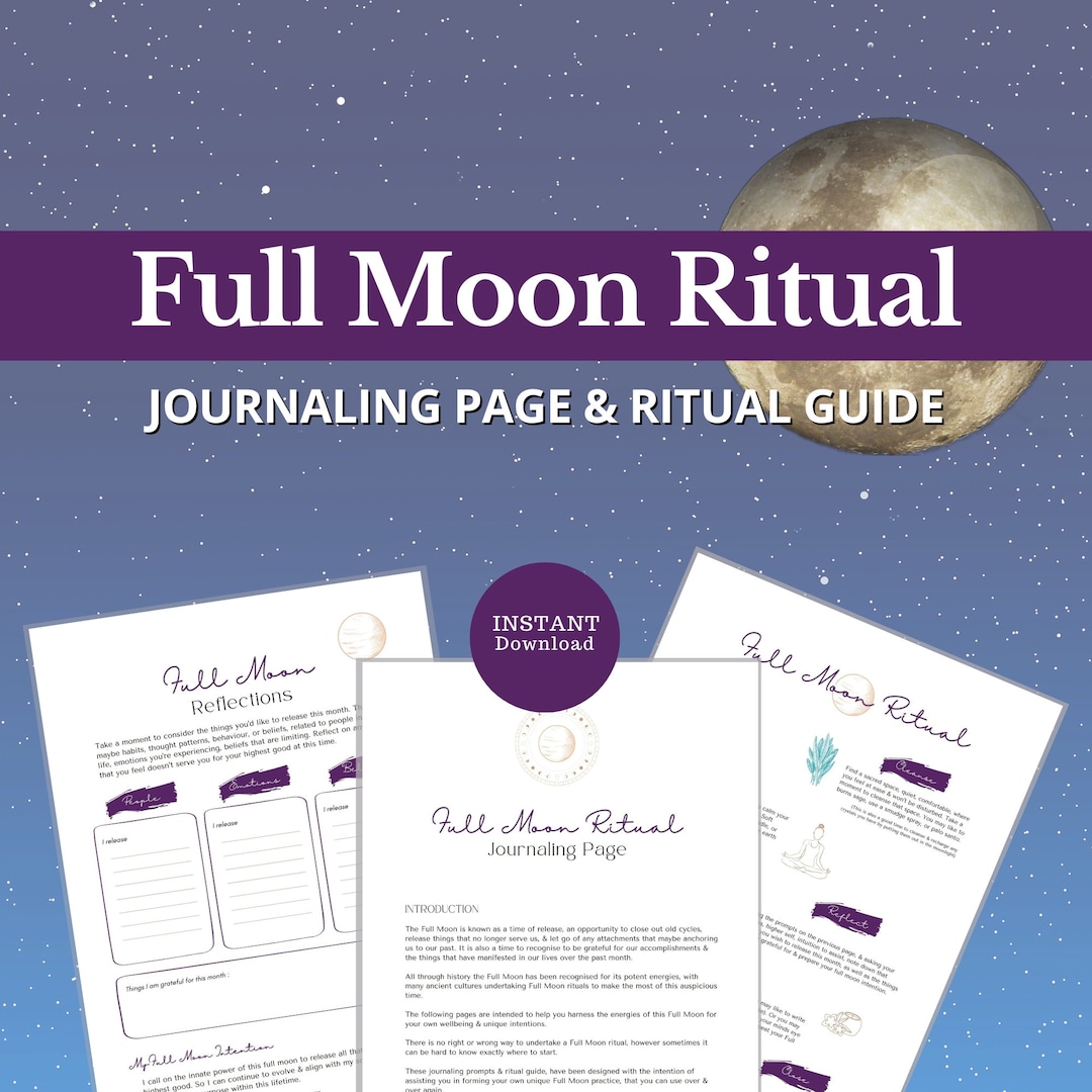 Full Moon Ritual Journal Prompts, Full Moon Template Printable ...