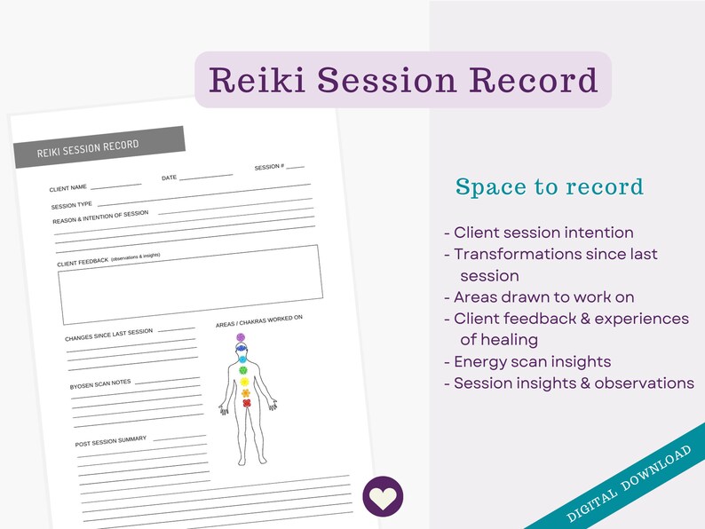 Reiki Business Forms Reiki Intake Form Fillable PDF Distance - Etsy