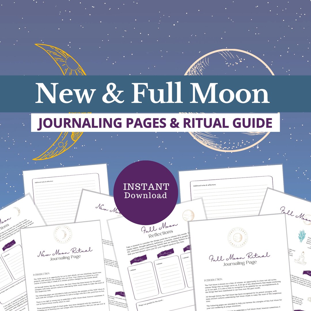 Full Moon & New Moon Ritual Journaling Prompt, Moon Ritual Worksheet ...