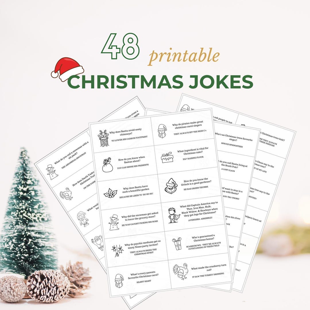 48 Christmas Cracker Jokes Printable, Christmas Riddle, Family Friendly ...