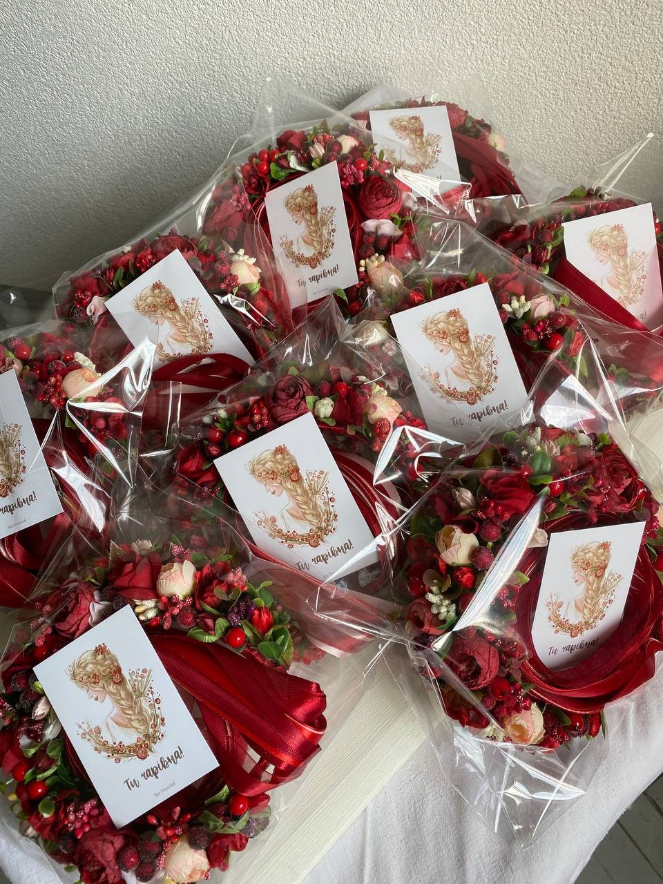 Ukrainian Flower Crown With Ribbons, Red Bridal Headpiece, Burgundy ...