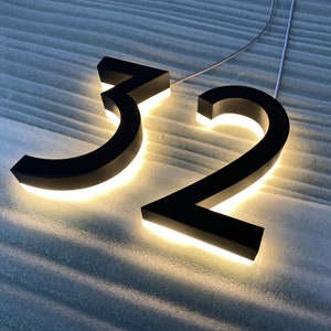 LED House Numbers, Illuminated Address Number Sign, Metal Backlit Door ...