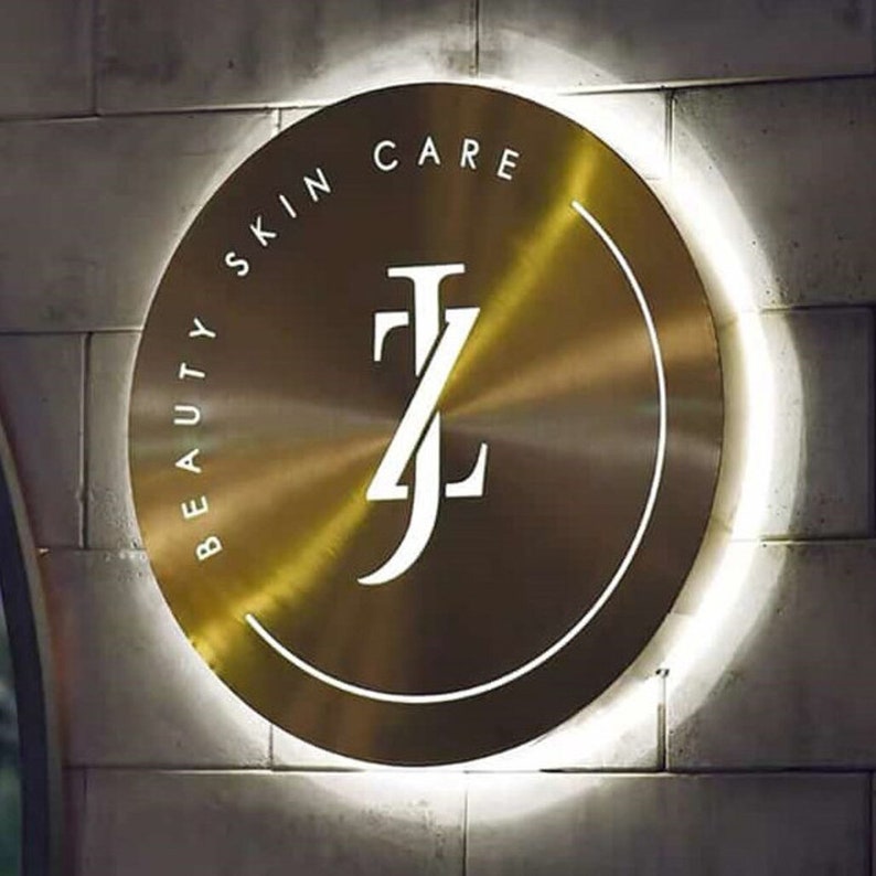 Backlit Laser Cut Round Logo Signs Custom Business Reception Wall Logo ...