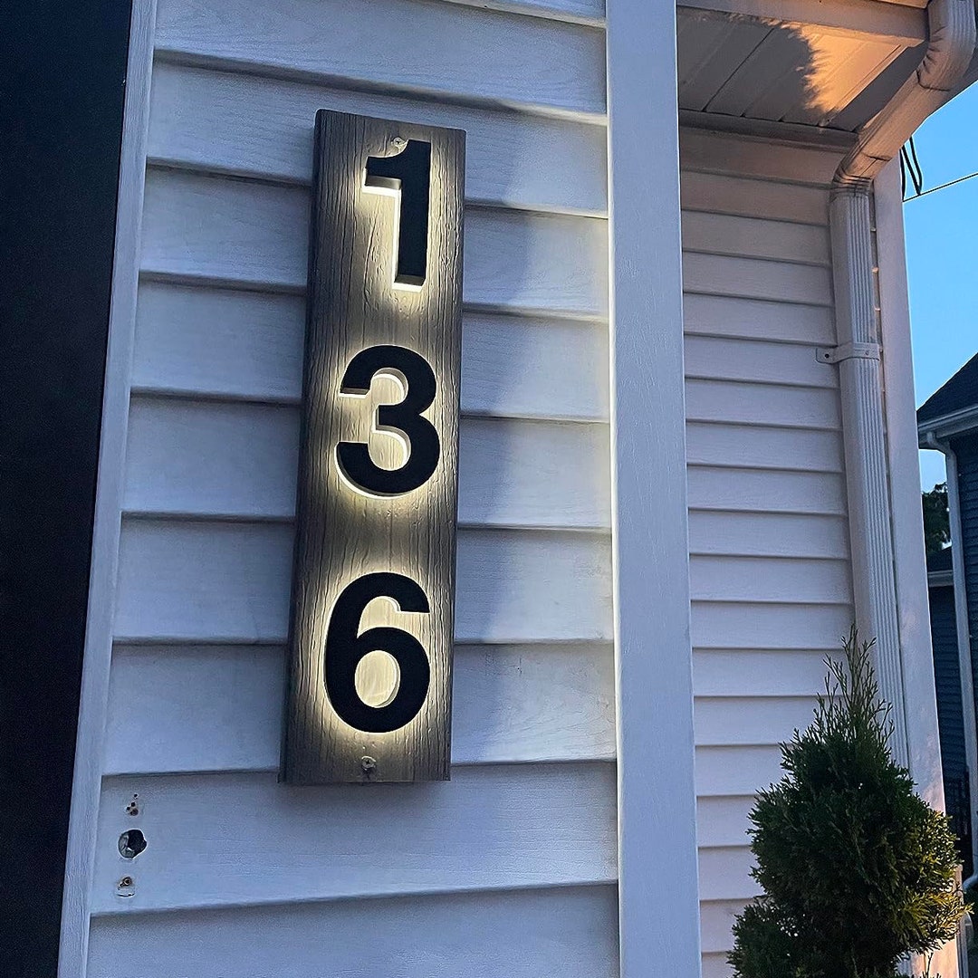 LED House Numbers, Illuminated Address Number Sign, Metal Backlit Door ...