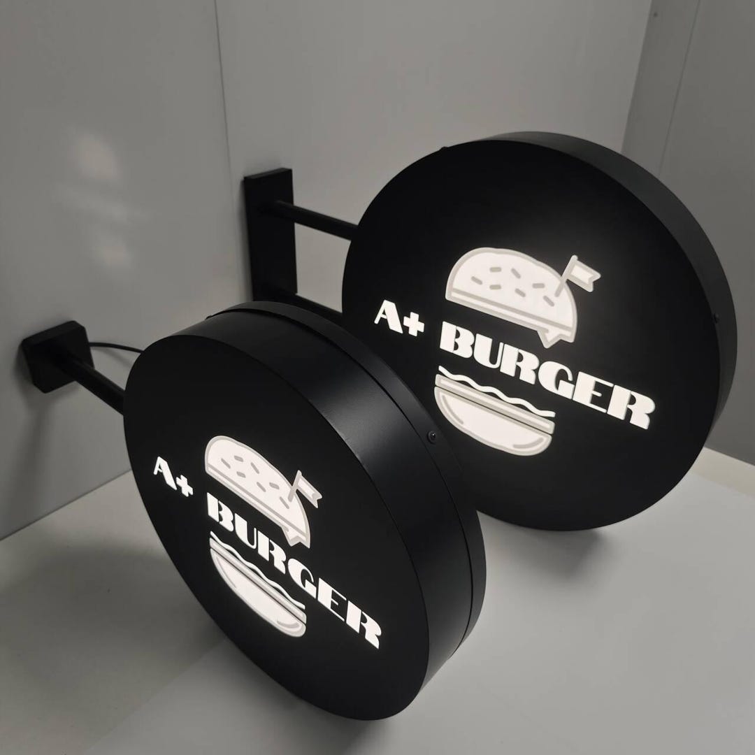 Double Sided Round Light Box Sign Custom Led Logo Sign Outdoor Hanging ...