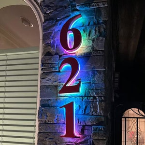 LED House Numbers, Illuminated Address Number Sign, Metal Backlit Door ...