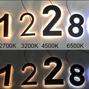 LED House Numbers, Illuminated Address Number Sign, Metal Backlit Door ...