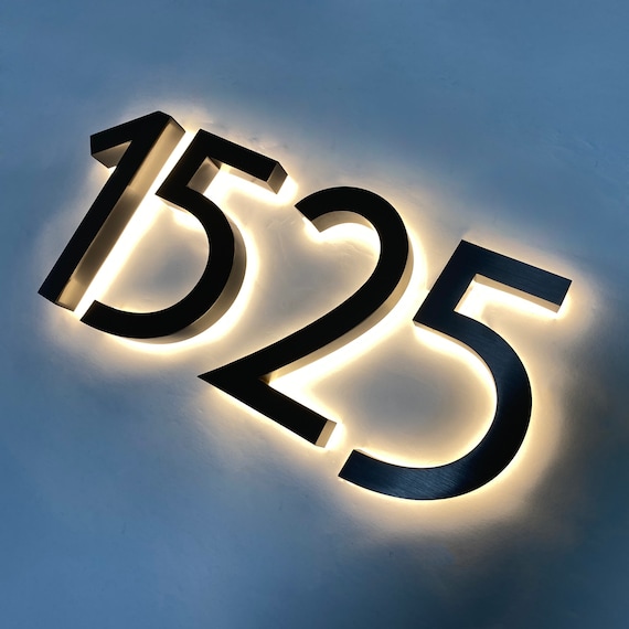 Blue Solar Powered House Numbers