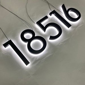 LED Modern House Numbers, Illuminated Address Number Sign, Metal ...