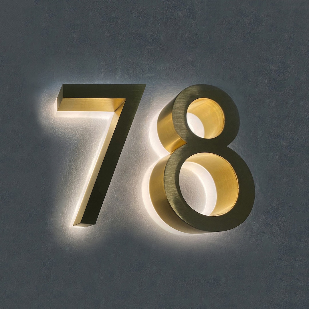LED House Numbers, Illuminated Address Number Sign, Metal Backlit Door ...