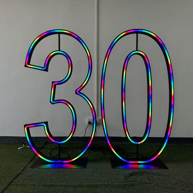 LED Neon Giant Numbers Marquee Letters Large Light up Sign Anniversary ...