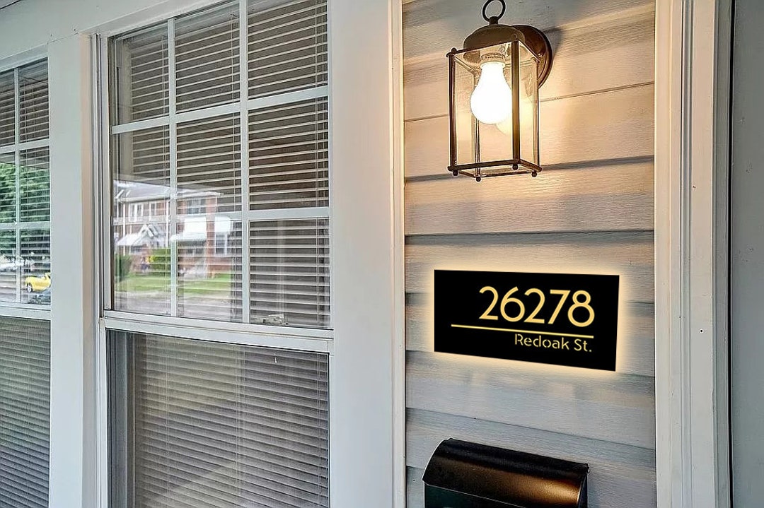 Custom LED House Number Plaque Sign, LED Door Number Light Box ...