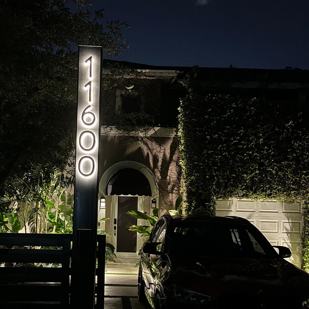 LED House Numbers, Illuminated Address Number Sign, Metal Backlit Door ...