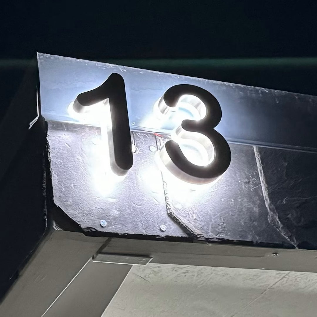 LED Backlit House Number, Address Led Sign, Solar House Number, Lighted ...