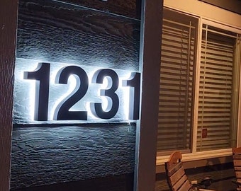 LED House Numbers, Illuminated Address Number Sign, Metal Backlit Door ...