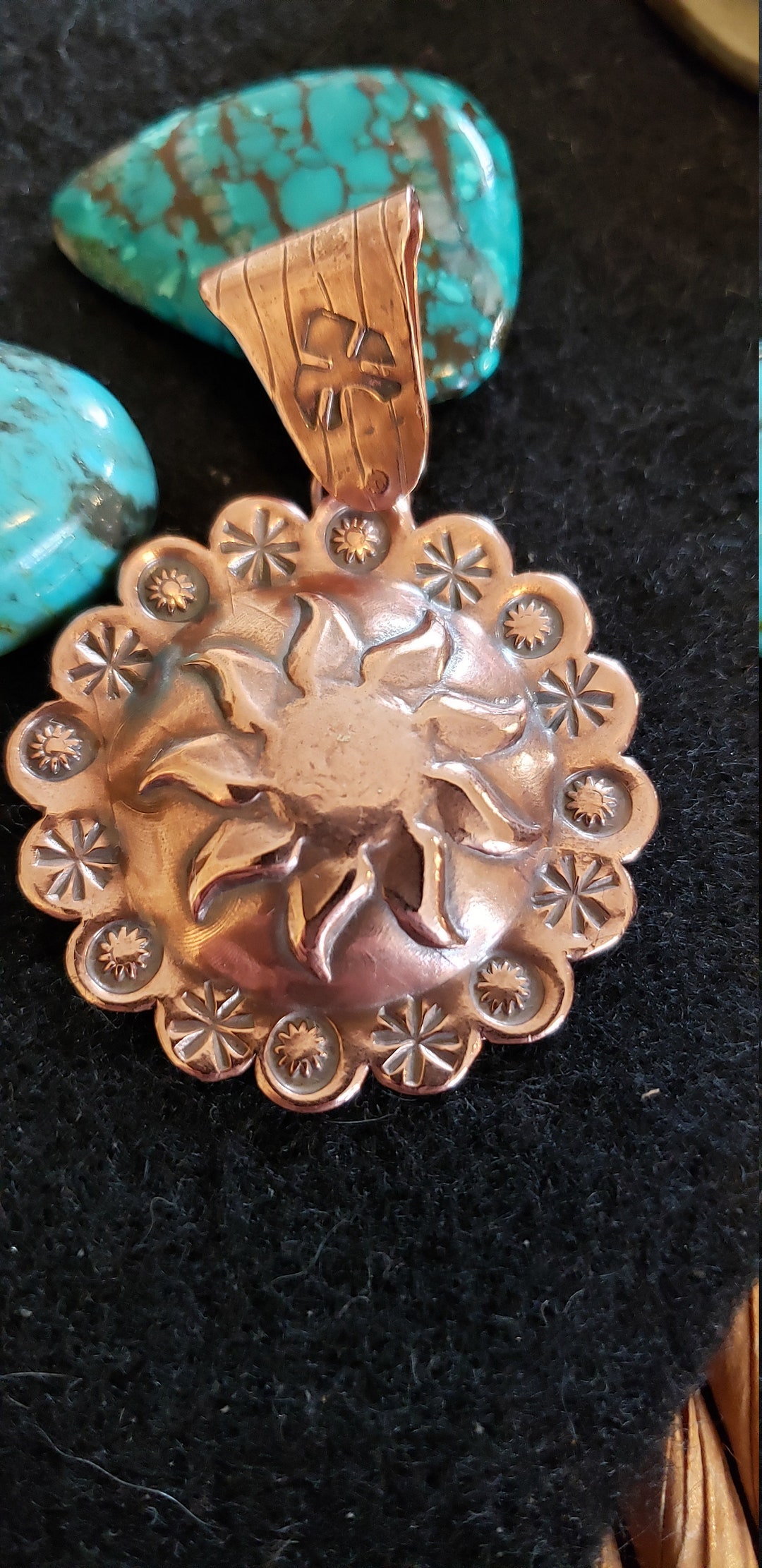 Copper California Sun/native American Sun Concho Pendant - Etsy