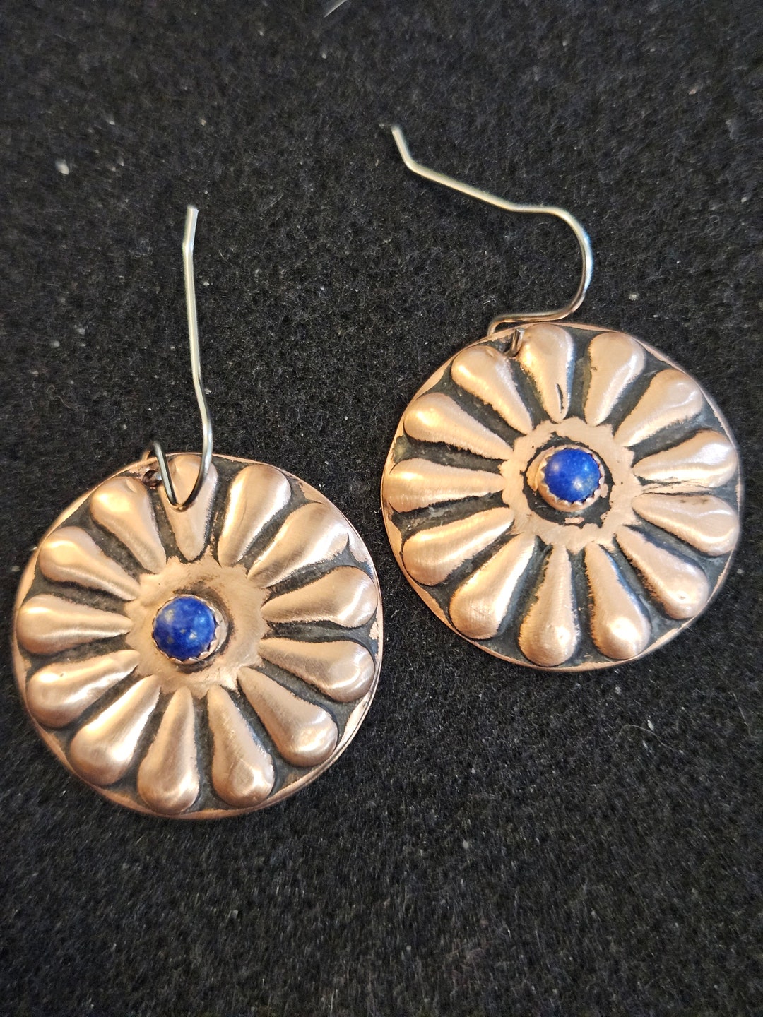 Handmade Concho Earrings With Lapis Lazuli - Etsy