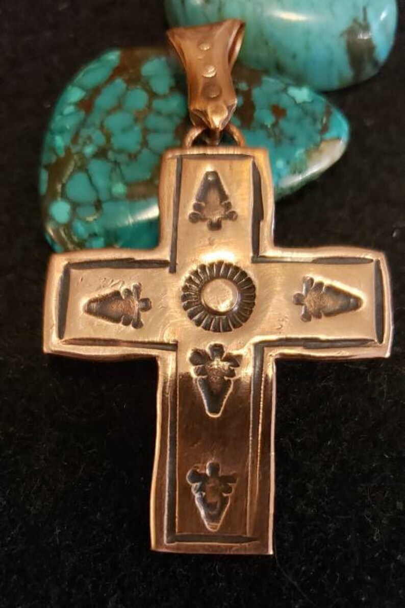 Hand-made Hand-stamped Copper Cross | Etsy