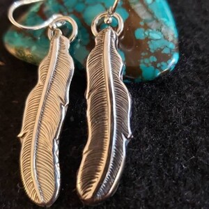 Handmade Sterling Silver Feather Earrings Native American Navajo ...