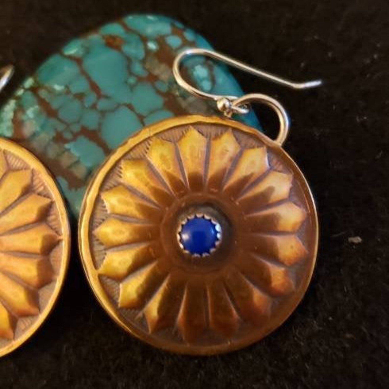 Handmade Concho Earrings With Lapis Lazuli - Etsy