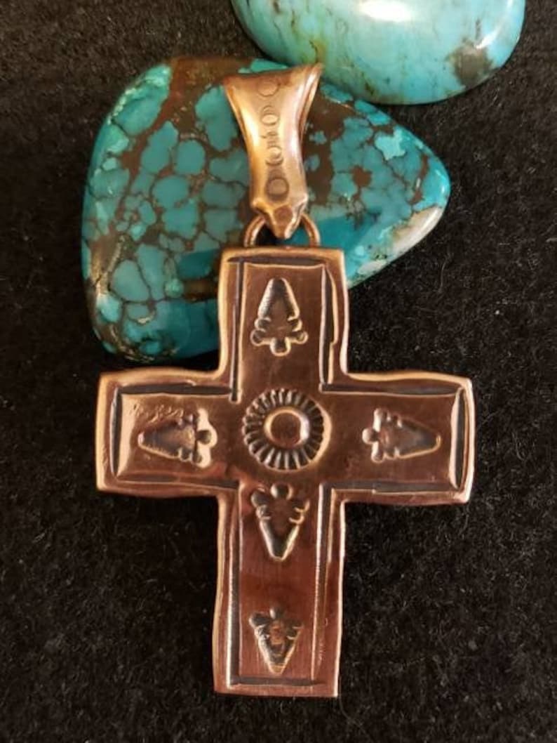 Hand-made Hand-stamped Copper Cross | Etsy