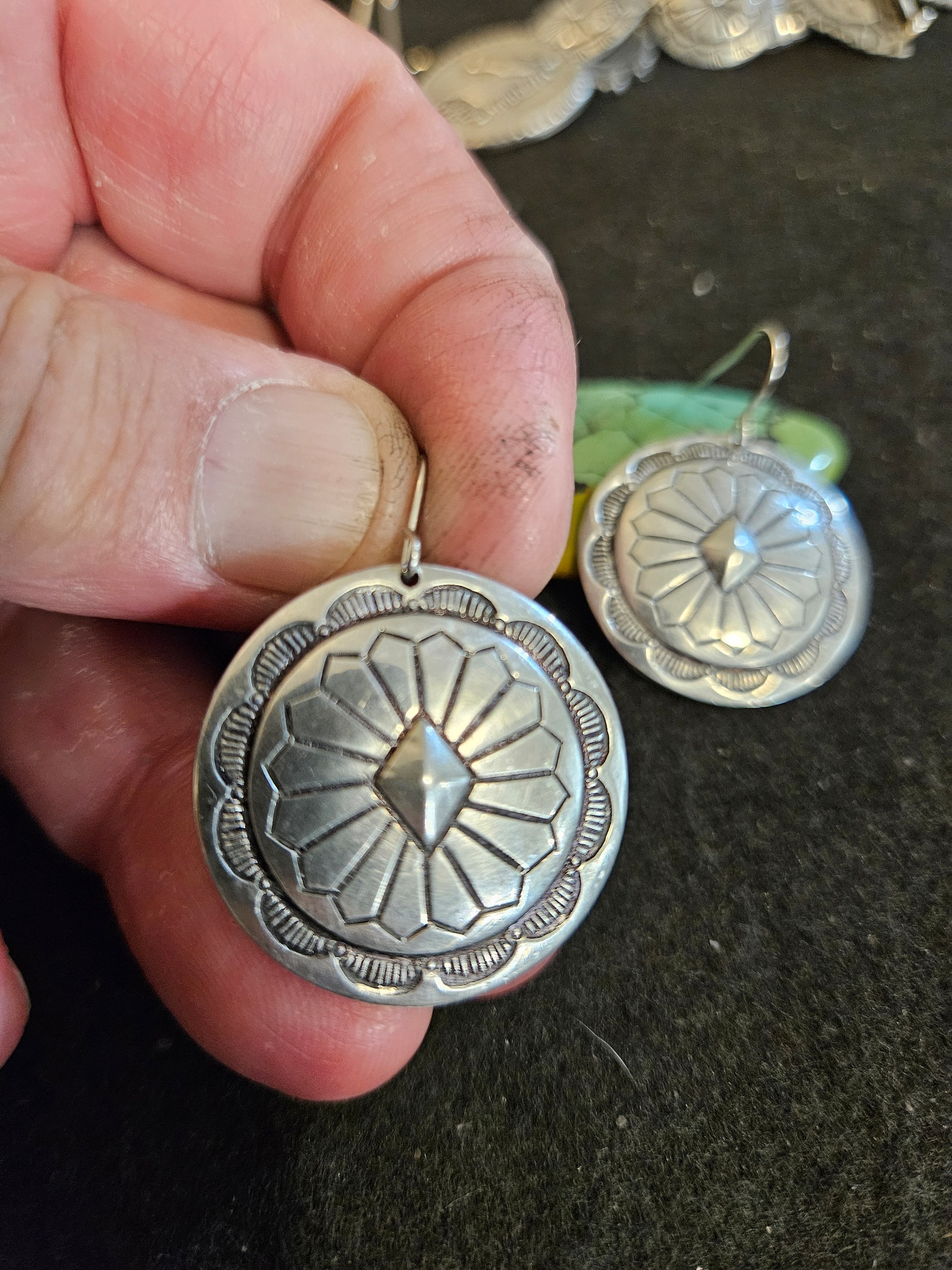 Hand-made Pewter Concho Earrings - Etsy