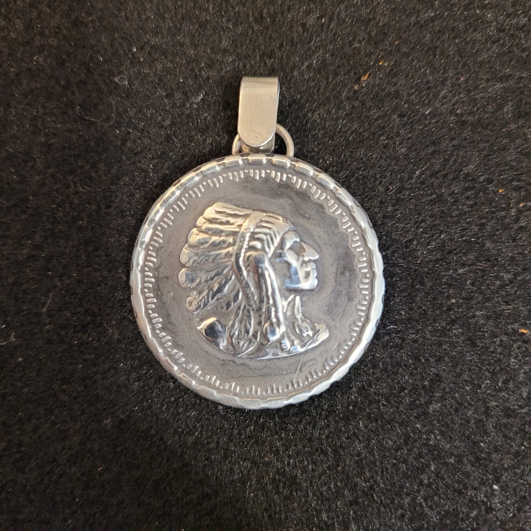 Pewter Native American Chief Pendant - Etsy