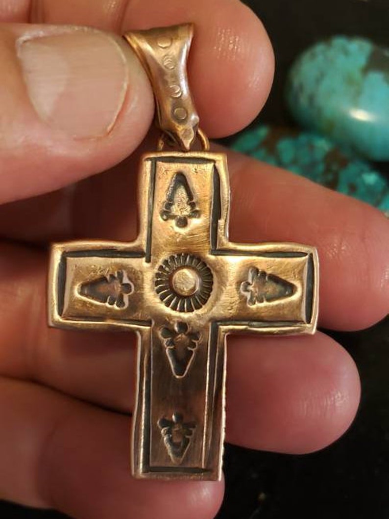Hand-made Hand-stamped Copper Cross | Etsy