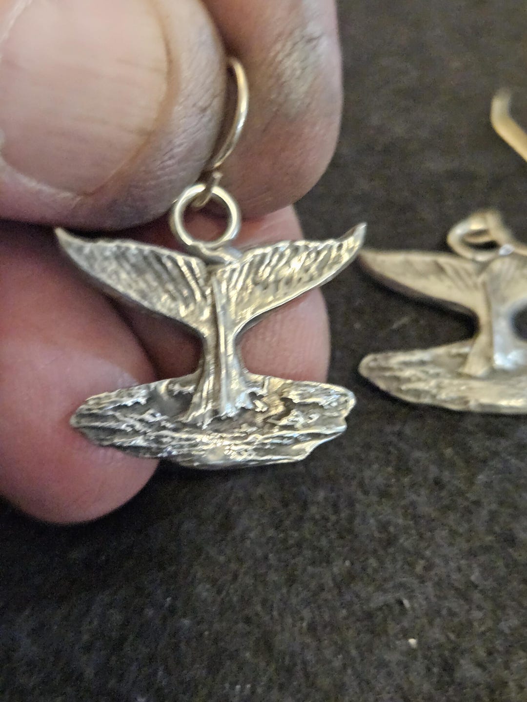 Hand-made Pewter Splashing Whale Tail Earrings - Etsy