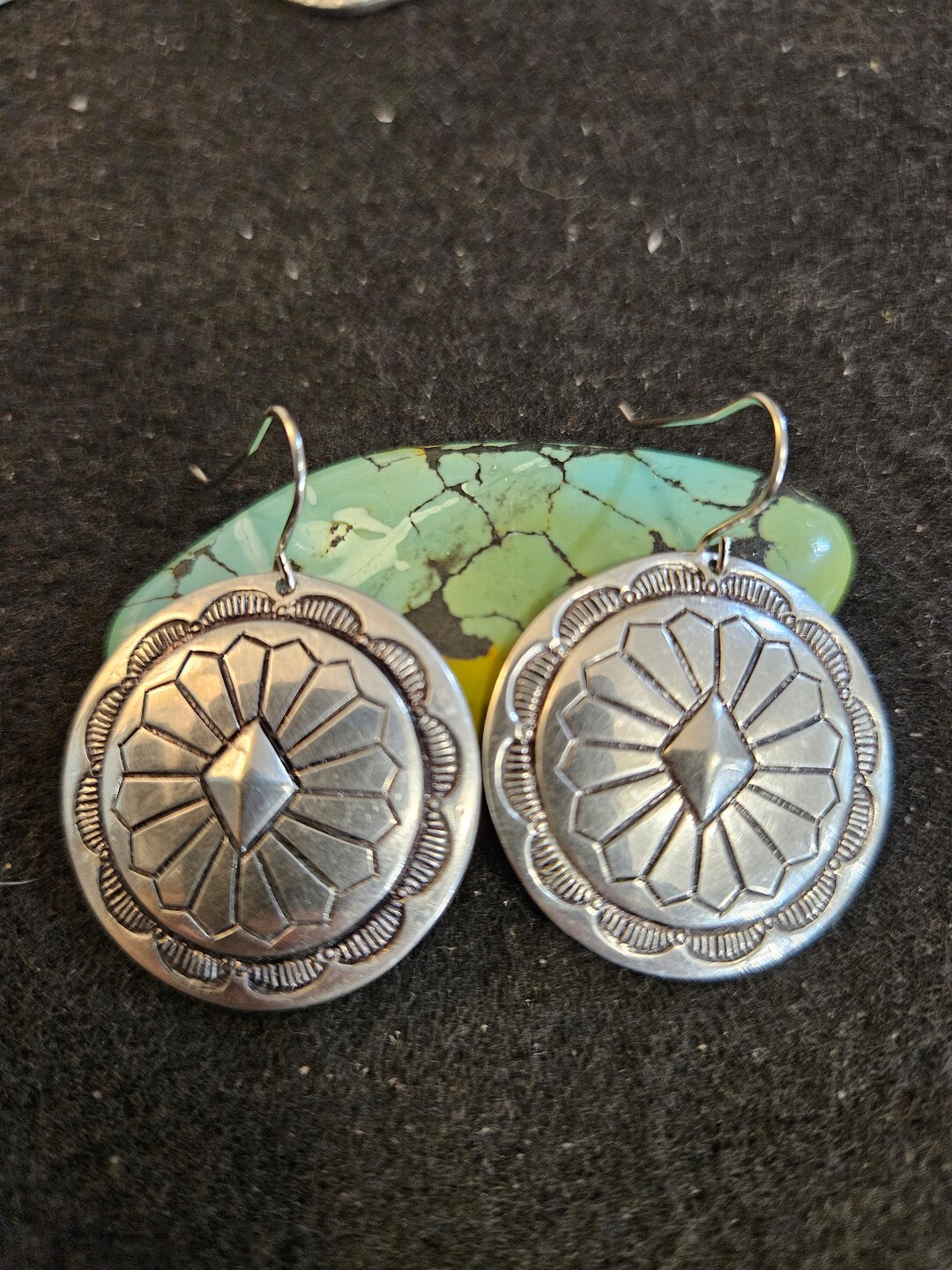 Hand-made Pewter Concho Earrings - Etsy