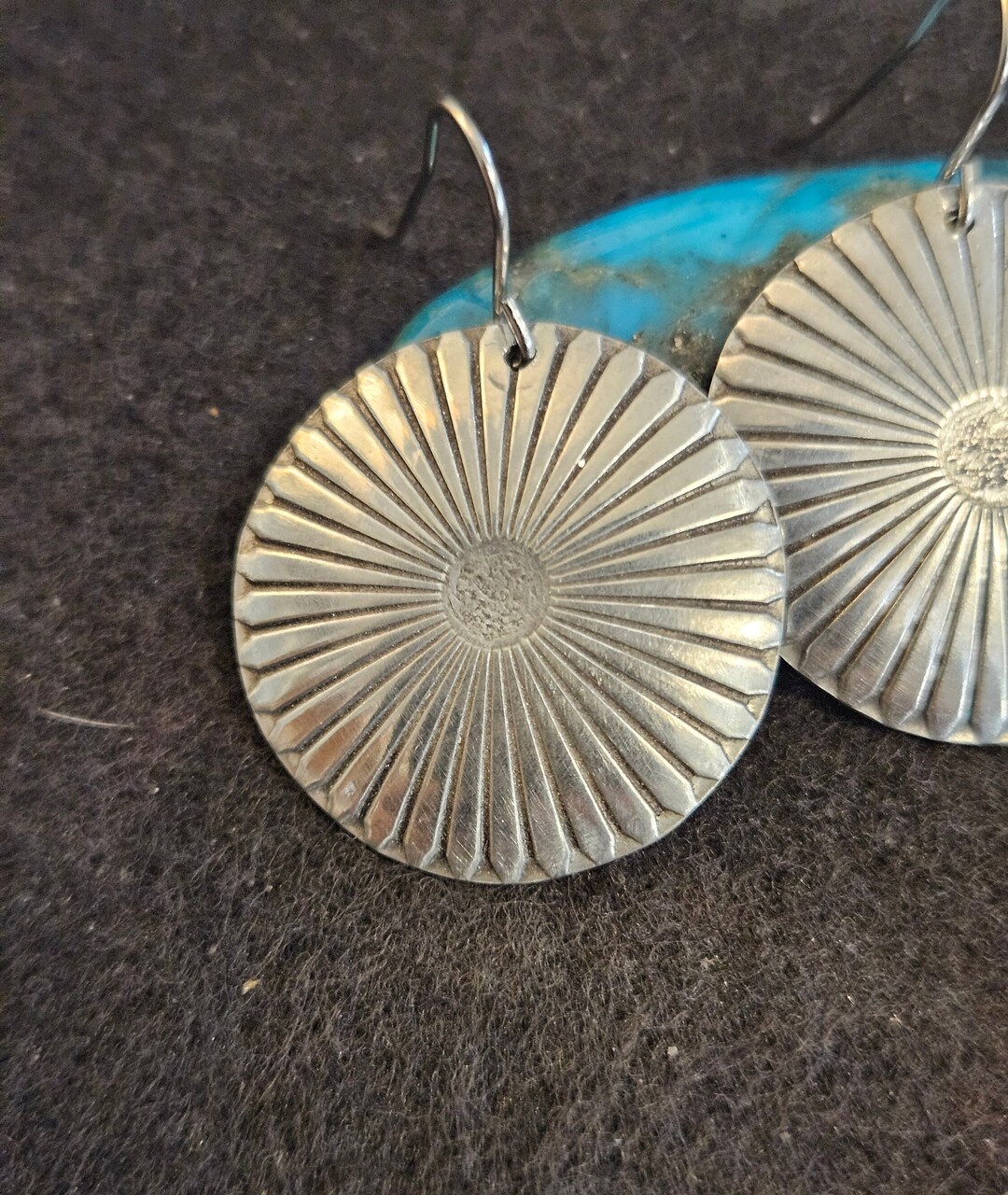 Hand-made Pewter Concho Earrings - Etsy